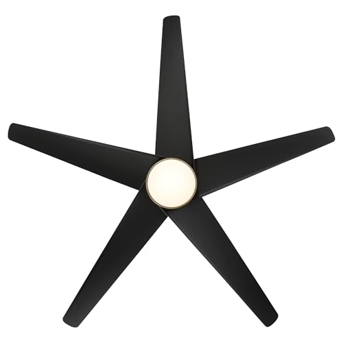 WAC Smart Fans Viper Indoor and Outdoor 5-Blade Smart Home Ceiling Fan 60in Soft Brass Matte Black with 3000K LED Light Kit and Remote Control works with Alexa and iOS or Android App