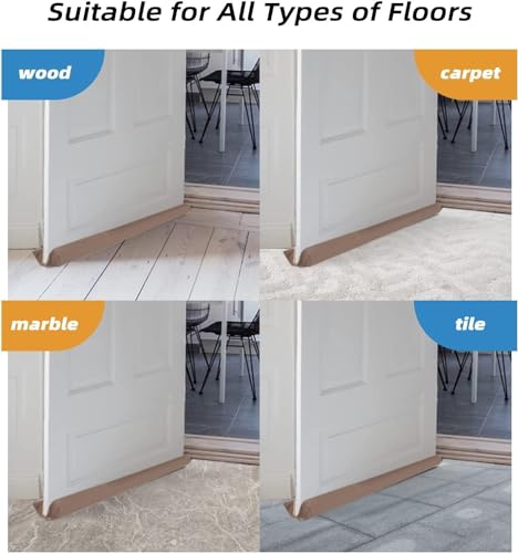 Shalmid Home Under Door Draft Stopper, 24 to 38 Inch Adjustable Draft Stoppers, Blocks Dust Wind Light Noise (Coffee Stripe)
