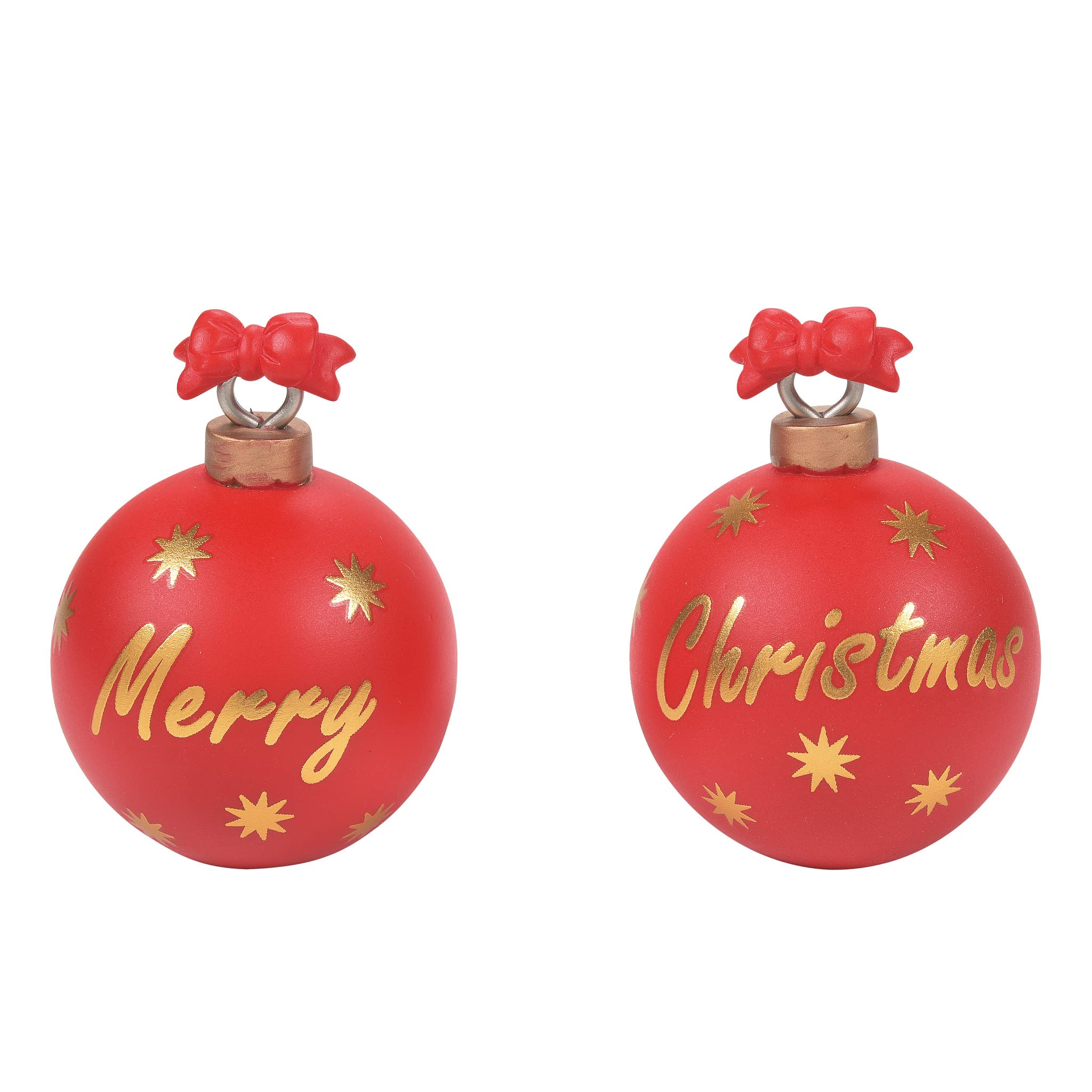 Department 56 Accessories for Village Collections Golden Christmas Welcome Ornament Figurine Set, 1.875 Inch, Red and Gold