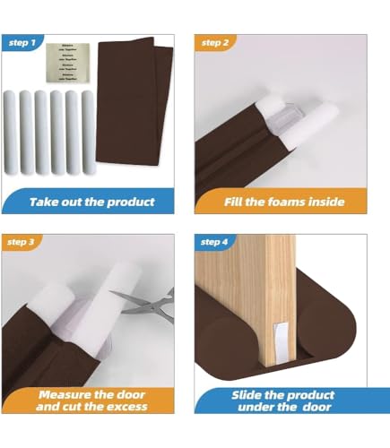 Shalmid Home Under Door Draft Stopper, 24 to 38 Inch Adjustable Draft Stoppers, Blocks Dust Wind Light Noise (Coffee Stripe)