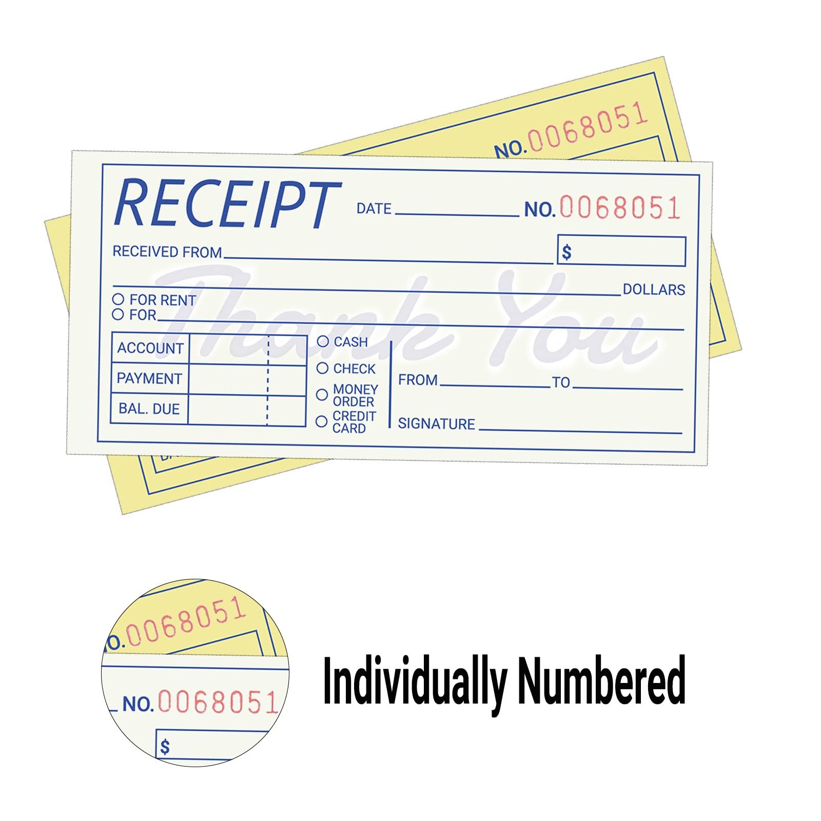 suituts [12 Books] Money and Rent Receipt Books, Pocket Size 2.75x6 Inch 2-Part Carbonless Receipt Book for Small Business (50 Sets Per Book)