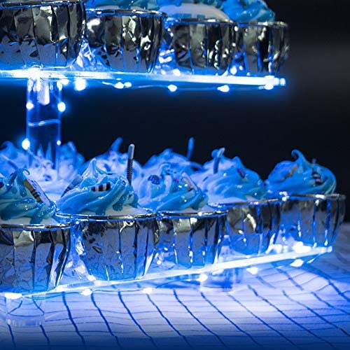 YestBuy 3 Tier Shelf Cake Pop Stand (Blue) + 5 TierPremium Cupcake Holder, Acrylic Cupcake Tower Display, Cady Bar Party Décor, Acrylic Display for Pastry Weddings, Birthday (Blue)