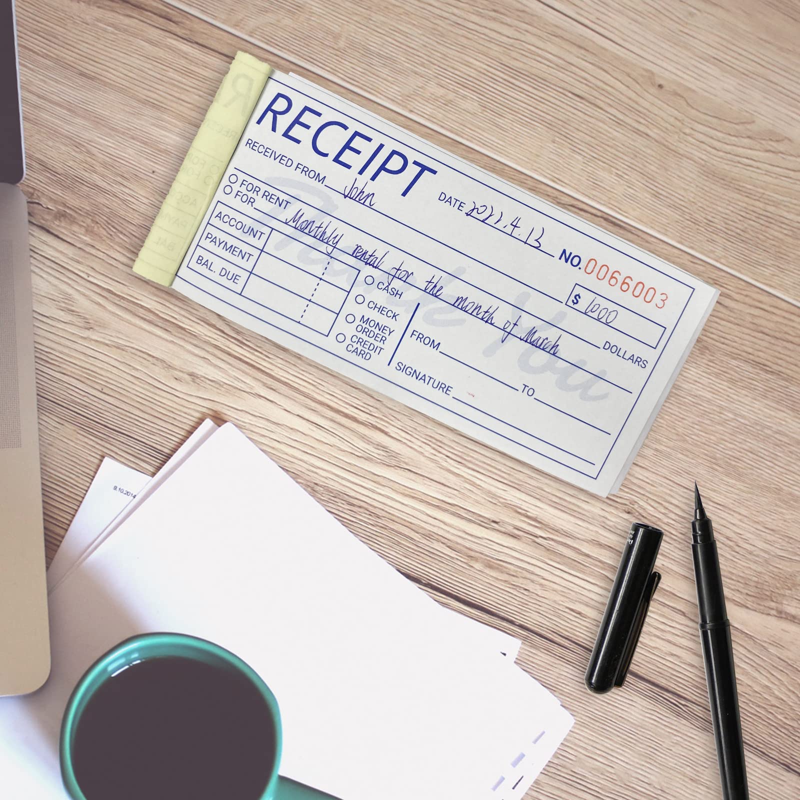 suituts [12 Books] Money and Rent Receipt Books, Pocket Size 2.75x6 Inch 2-Part Carbonless Receipt Book for Small Business (50 Sets Per Book)