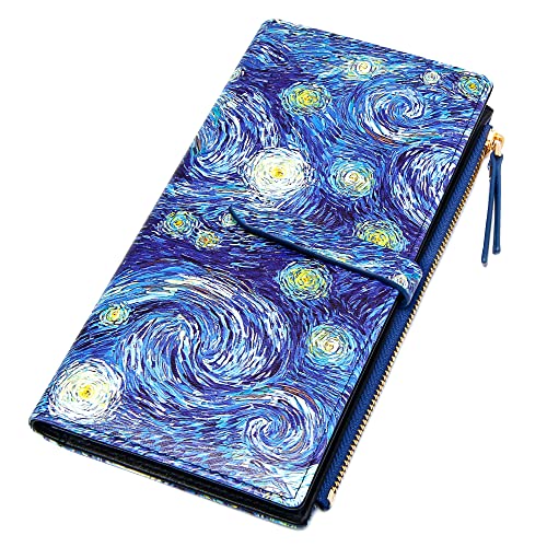 KUKOO Women Wallet Ultra Slim RFID Credit Card Holder Thin Bifold Clutch Checkbook Wallets with Zipper Pocket