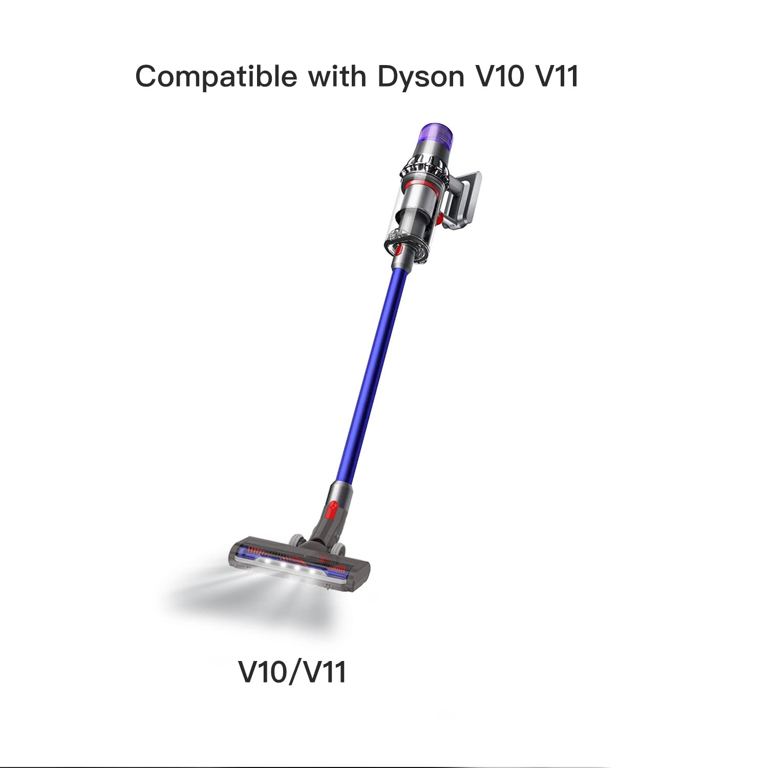 Upgraded Hardwood Floor Vacuum Attachments with Headlights for dyson V10 V11,Replacement Parts Motorhead for Dyson ,Soft Roller &PP Bristle Motorized Brush Accessories for Marble,Carpet,Rug Cleaning.