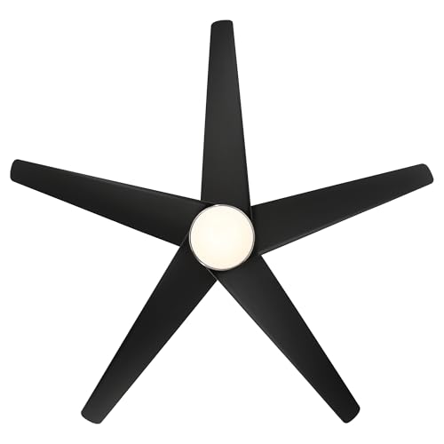 WAC Smart Fans Viper Indoor and Outdoor 5-Blade Smart Home Ceiling Fan 60in Brushed Nickel Black with 3000K LED Light Kit and Remote Control works with Alexa and iOS or Android App
