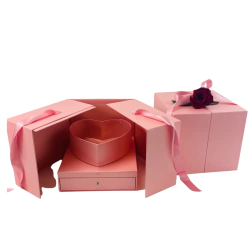 UNIKPACKAGING Premium Quality Large Square Surprise Flower Box, Gift Boxes for Luxury Flower and Gift Arrangements, Multi Colors (Pink)