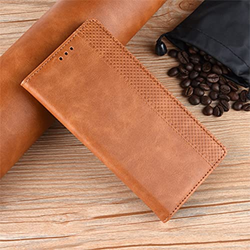 Fansipro Wallet Folio Case for Oppo Reno 2, Premium PU Leather Slim Fit Cover for Reno 2, 2 Card Slots, 1 Transparent Photo Frame Slot, Small Lattice, Brown
