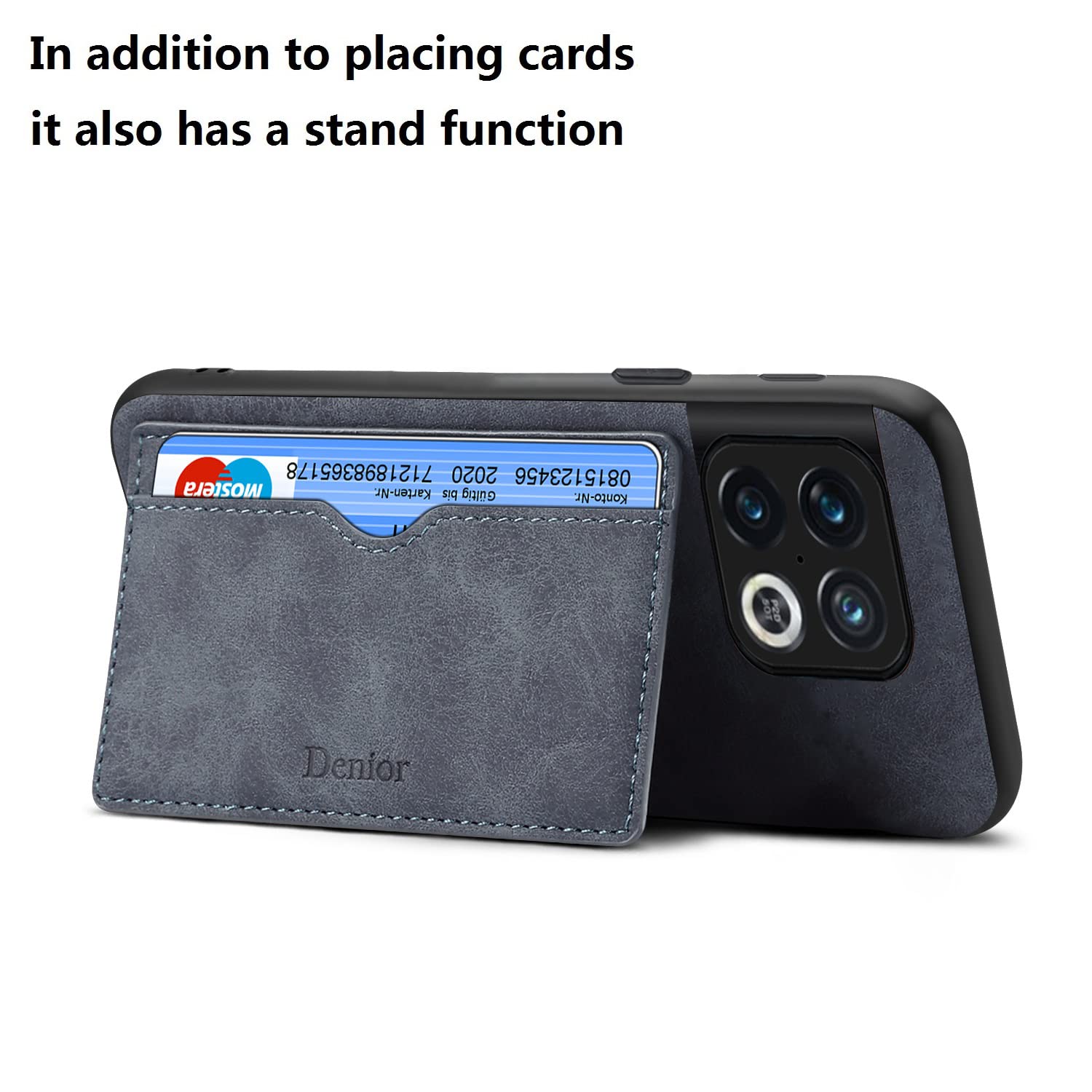 HAII Card Holder Case for OnePlus 10 Pro 5G, Premium PU Leather Wallet Case with Card Slots Shockproof Protective Case for OnePlus 10 Pro 5G 2022 (Gray)