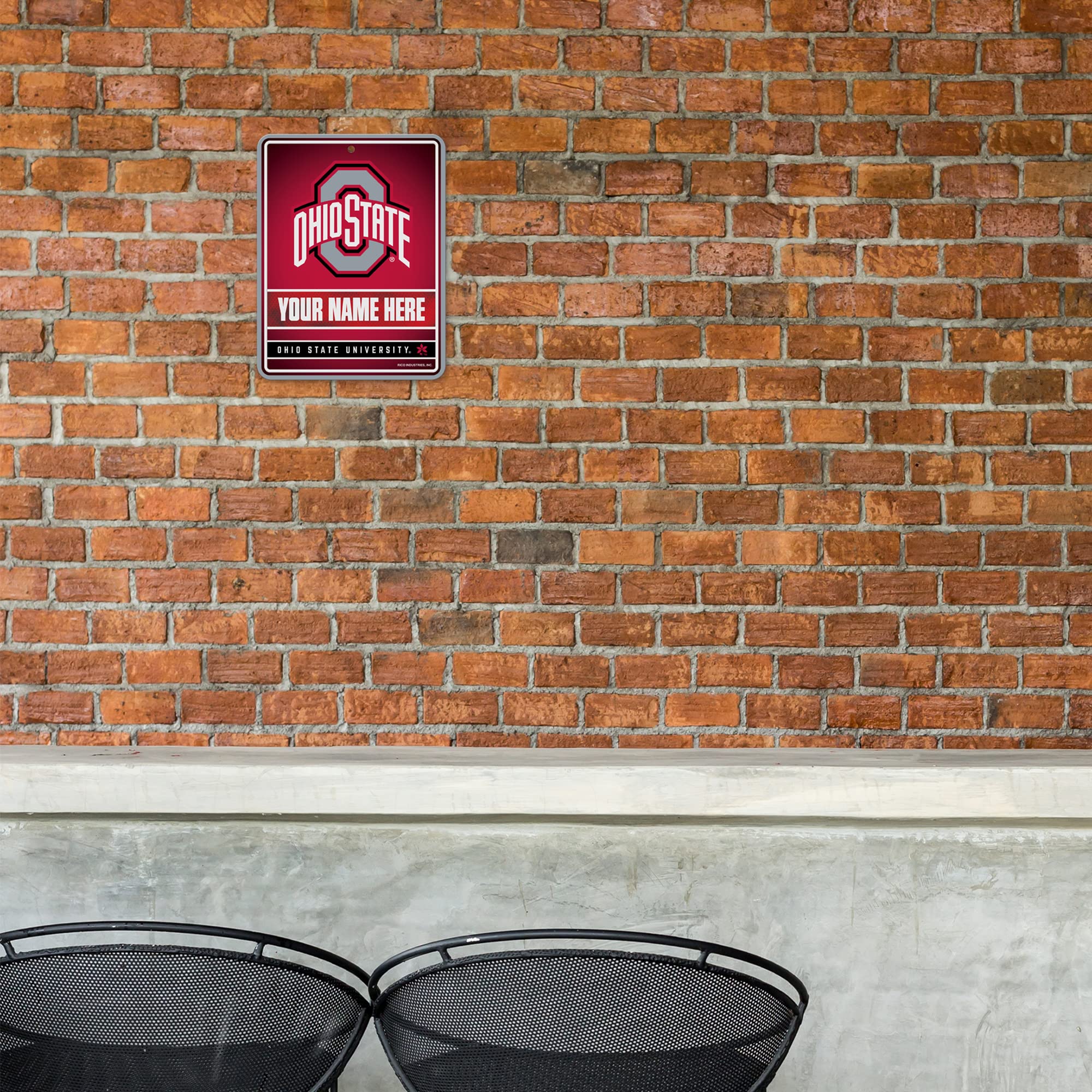 Rico Industries NCAA Ohio State Buckeyes Personalized/Custom Metal 8.5" x 11" Parking Sign - Home Décor - Indoor/Outdoor