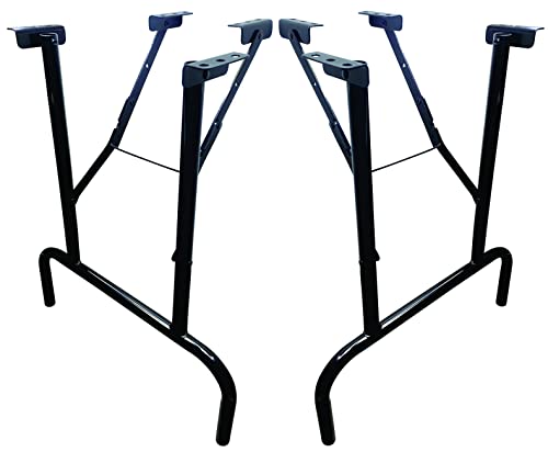 Premium Industrial Steel Heavy Duty Folding Table Legs - 27 In'', Steel Powder Coated Gloss Black, Commercial Grade Durability for Tables, Chair's, Office Table (2)