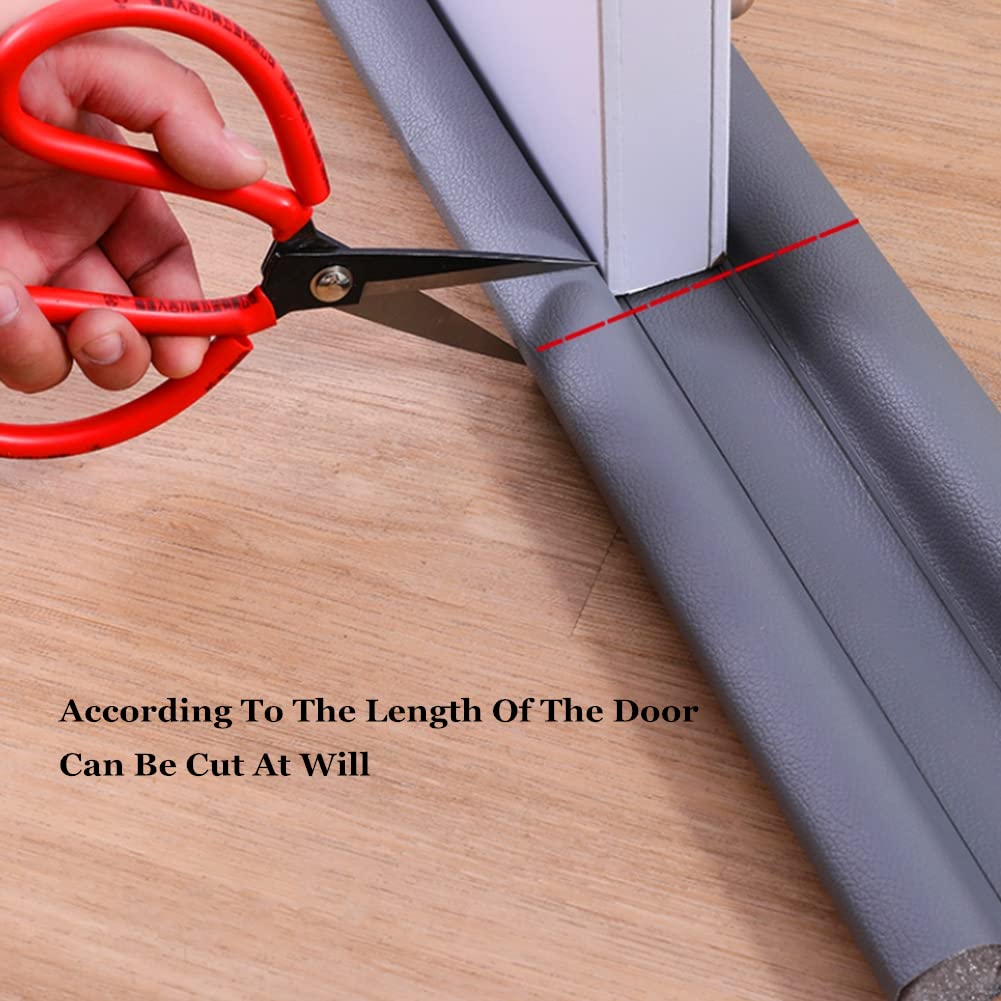 Door Draft Stopper Under Twin Door Draft Blocker Insulator Door Sweep Weather Stripping Window Breeze Blocker Adjustable Door Sweeps 37inch Grey
