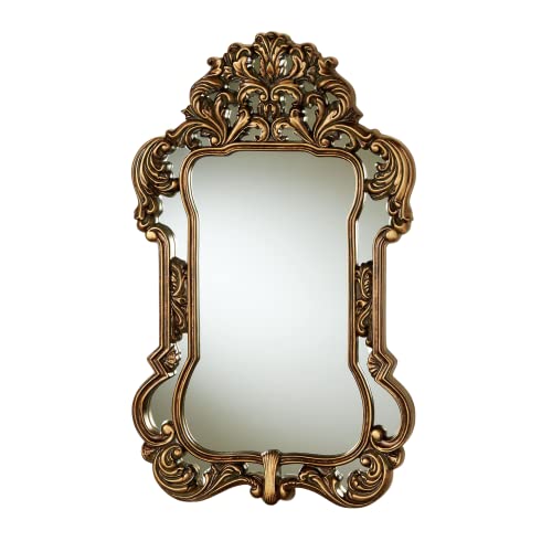 Touch of Class Lombardo Vintage Wall Mirror Burnished Gold - Ornate Baroque - Victorian Style - Elegant Mirrors for Bedroom, Living Room, Bathroom or Hallway
