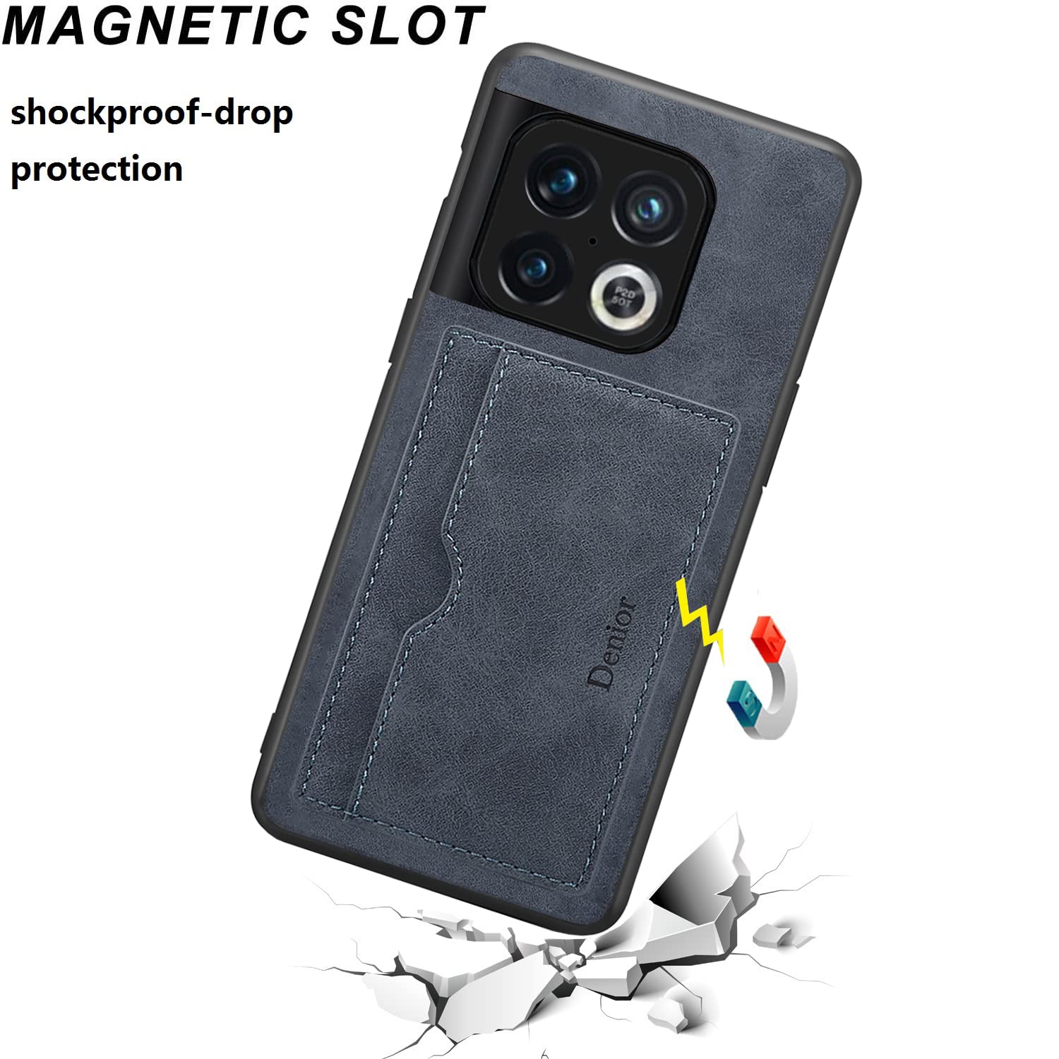 HAII Card Holder Case for OnePlus 10 Pro 5G, Premium PU Leather Wallet Case with Card Slots Shockproof Protective Case for OnePlus 10 Pro 5G 2022 (Gray)