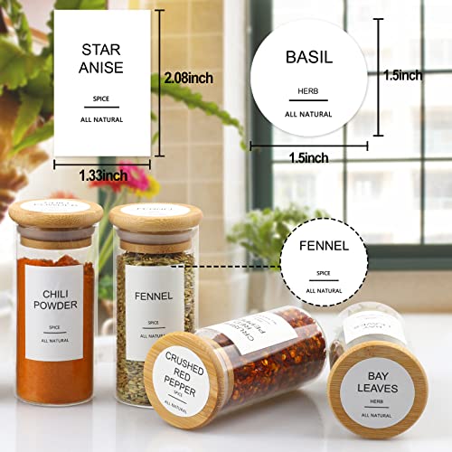 AISIPRIN 24 Pcs Glass Spice Jars with Bamboo Airtight Lids and 403 Labels - 4oz Small Storage Containers,Salt and Pepper Shakers for Kitchen, Seasoning, Herb - Funnel and Marker Included