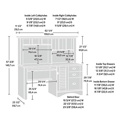 Sauder Harbor View Computer Desk with Hutch, Salt Oak finish