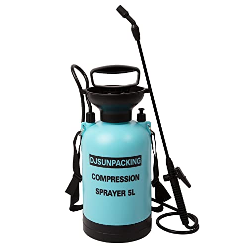DJSUNPACKING Portable Pump Pressure Garden Sprayer with Pressure Relief Valve and Adjustable Shoulder Strap in Lawn, Yard, Weed(1.3 Gallon, Blue)