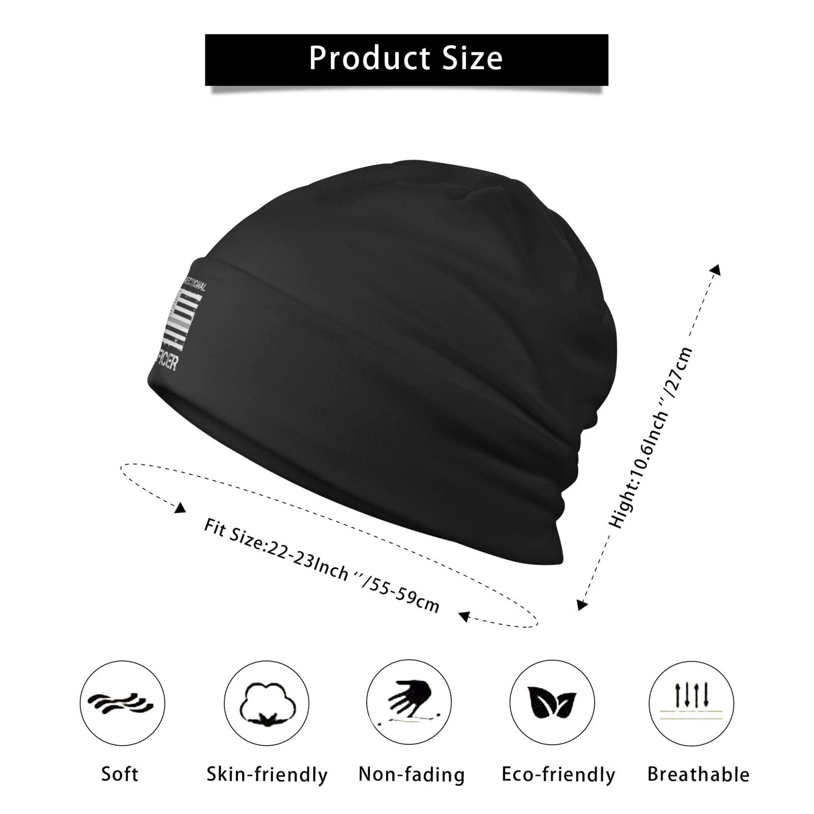 Thin Silver Line Correctional Officer Winter Warm Beanie Hats for Mans Womens Baggy Skull Caps Classic Knit Hat