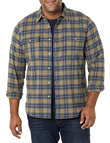 Goodthreads Men's Standard-Fit Long-Sleeve Stretch Flannel Shirt, Dark Blue/Multi Color/Plaid, XX-Large Tall