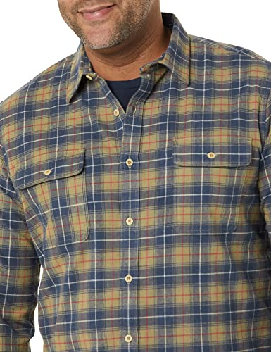 Goodthreads Men's Standard-Fit Long-Sleeve Stretch Flannel Shirt, Dark Blue/Multi Color/Plaid, XX-Large Tall