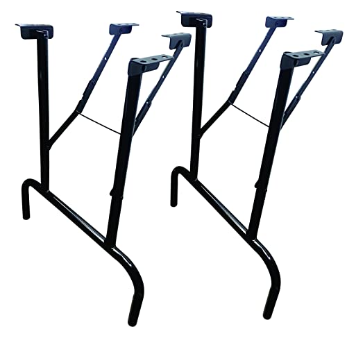 Premium Industrial Steel Heavy Duty Folding Table Legs - 27 In'', Steel Powder Coated Gloss Black, Commercial Grade Durability for Tables, Chair's, Office Table (2)