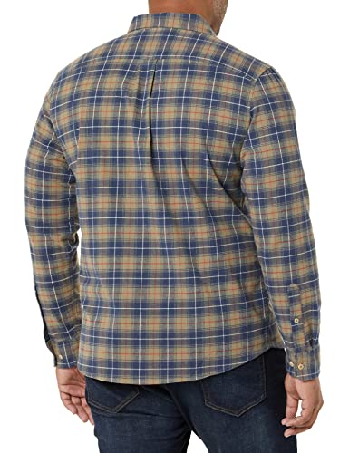 Goodthreads Men's Slim-Fit Long-Sleeve Stretch Flannel Shirt, Dark Blue/Multi Color/Plaid, Large