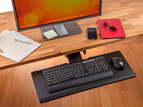Monoprice Adjustable Ergonomic Keyboard Tray – Black, With a 26.4 x 10in Full Size Platform, Extends Min 18.2in / Max 30.8in - Workstream Collection