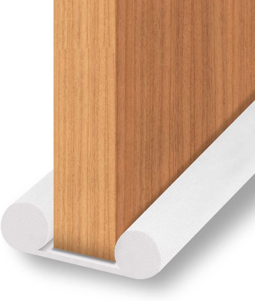 Ticanble Door Draft Stopper, Adjustable Length 24" to 38",Bold Diameter 2", Energy Saving, Dust Proof, Soundproofing, Weather Stripping Reusable Door Sweeps, Machine Washable, White