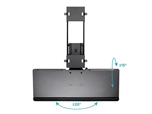 Monoprice Adjustable Ergonomic Keyboard Tray – Black, With a 26.4 x 10in Full Size Platform, Extends Min 18.2in / Max 30.8in - Workstream Collection