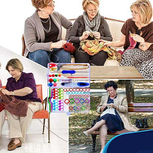 94 PCS Knitting Tool Accessory Kit Sewing Knitting Crochet Accessories Supplies Tools Needles Kit Crochet Starter with Stitch Holders Lock Markers Ring Markers Knitting Sewing Needles Scissors Cable