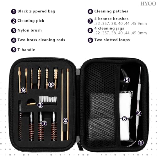 Universal Gun Cleaning Kit - 9mm Cleaning Kit with Portable Case and Cleaning Mat - Kits for Handguns - Men's Accessories