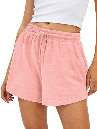 AUTOMET Womens Summer Shorts Casual Sweat Athletic Spring Outfits Beach Vacation Clothes Comfy Fall Fashion 2025 Pink L