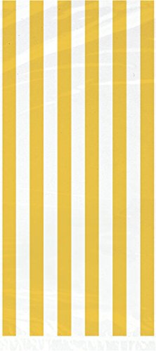 Unique Yellow Stripes Cellophane Bags | 11" x 5" | Sunshine 20 Pcs