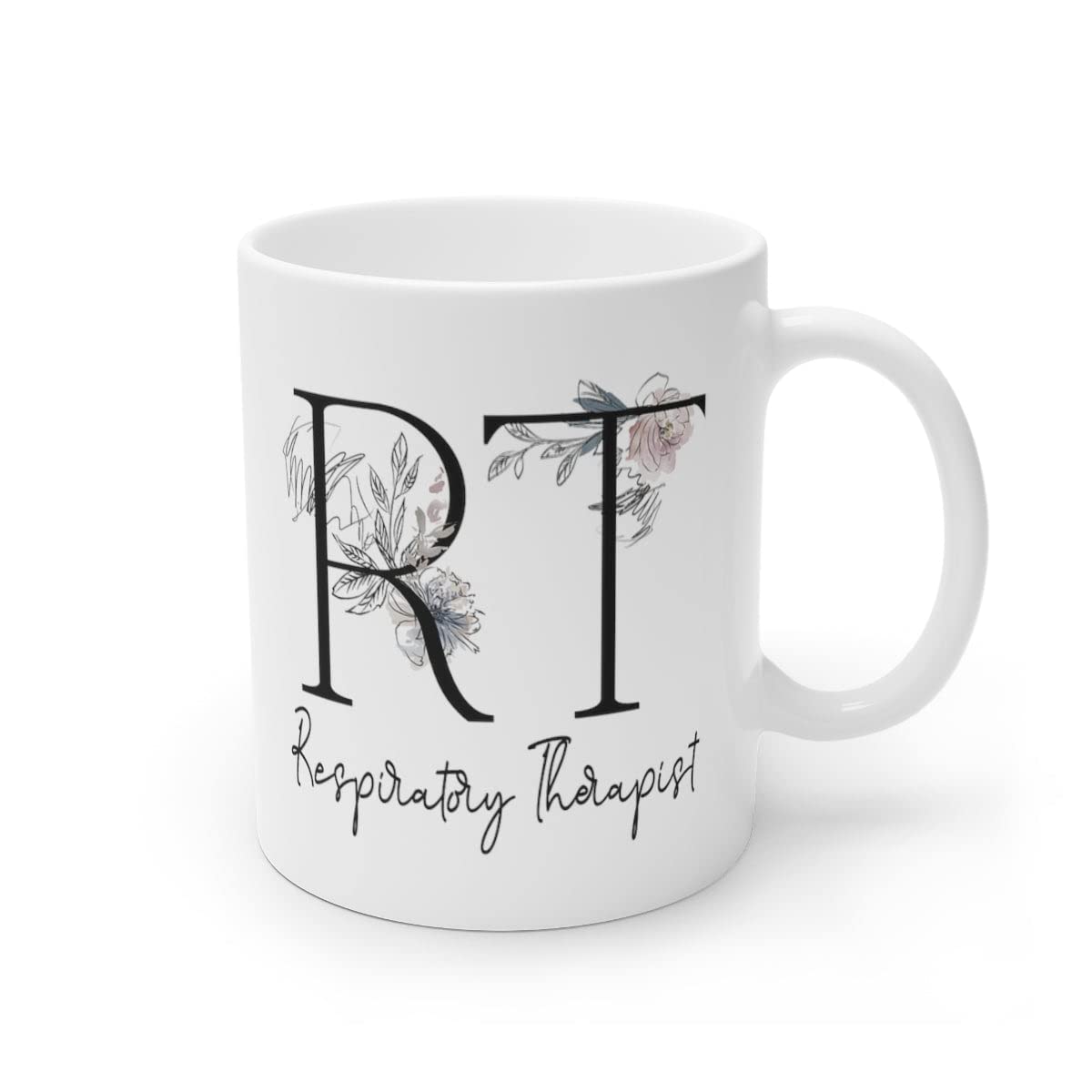 PaulDesignGifts Respiratory Therapist Mug - Rt Gifts Alphabet Letter Monogram Flower Coffee Gift For Graduation Appreciation Cup Birthday Christmas 11oz, White