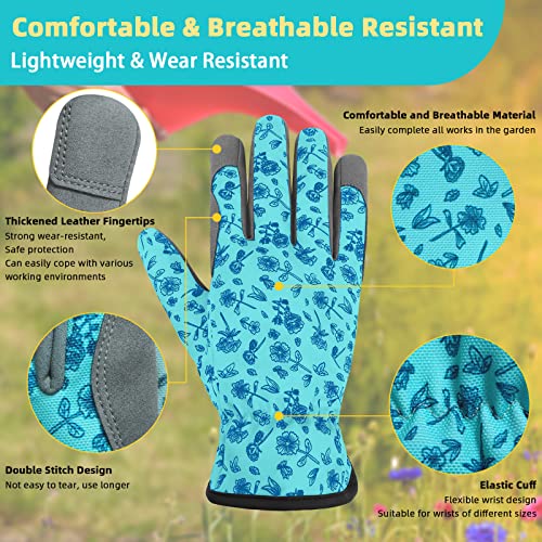 Long Gardening Gloves for Women Thorn Proof, Comfortable Soft Leather Garden Gloves for Gardening, Cleaning, Digging