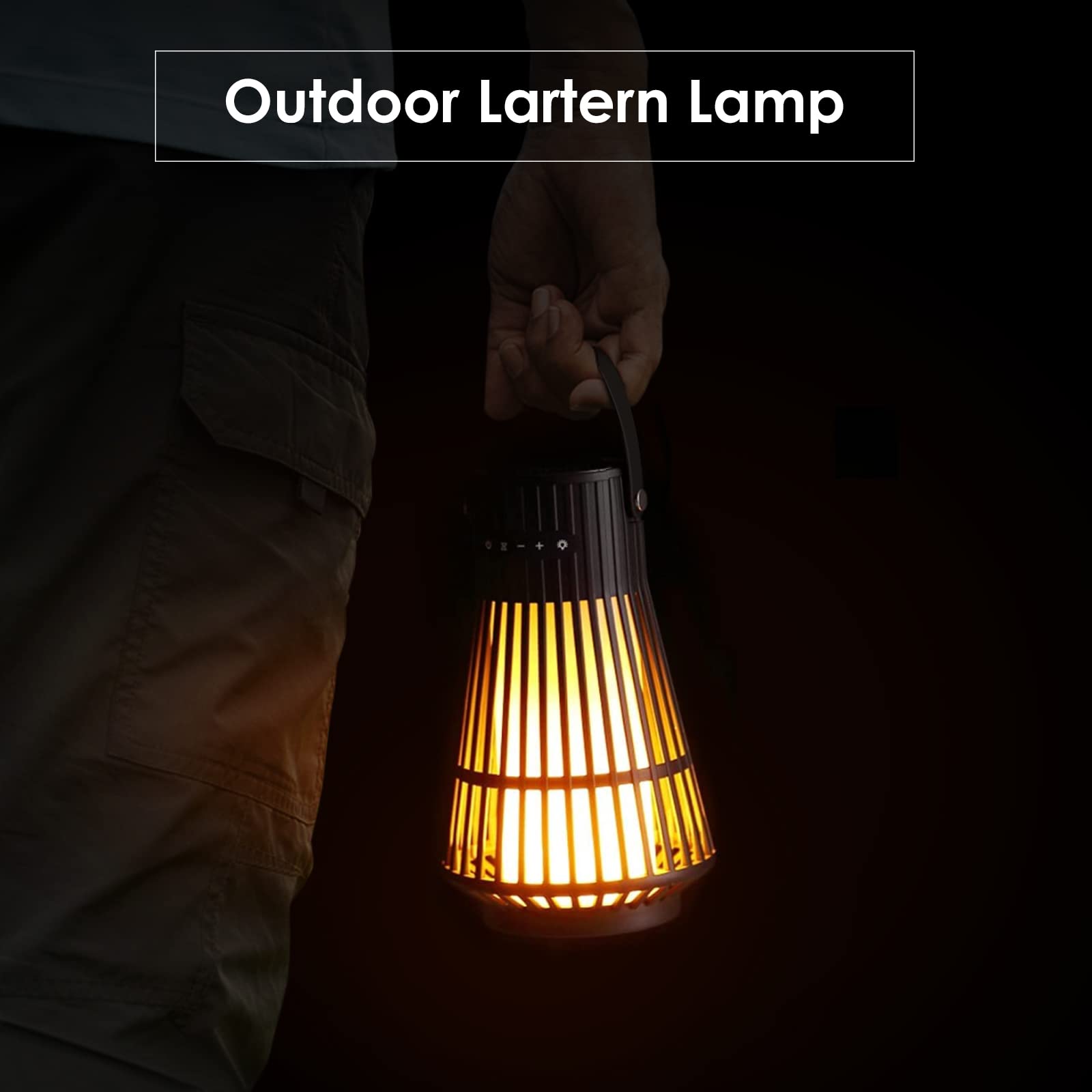 Outdoor Bluetooth Flame Speaker, LED Flickering Flame Effect Speaker with Torch Light, Portable Waterproof Wireless Speaker with Wall Mounted Hook&S Hook&Stake for Camping, Deck, Patio