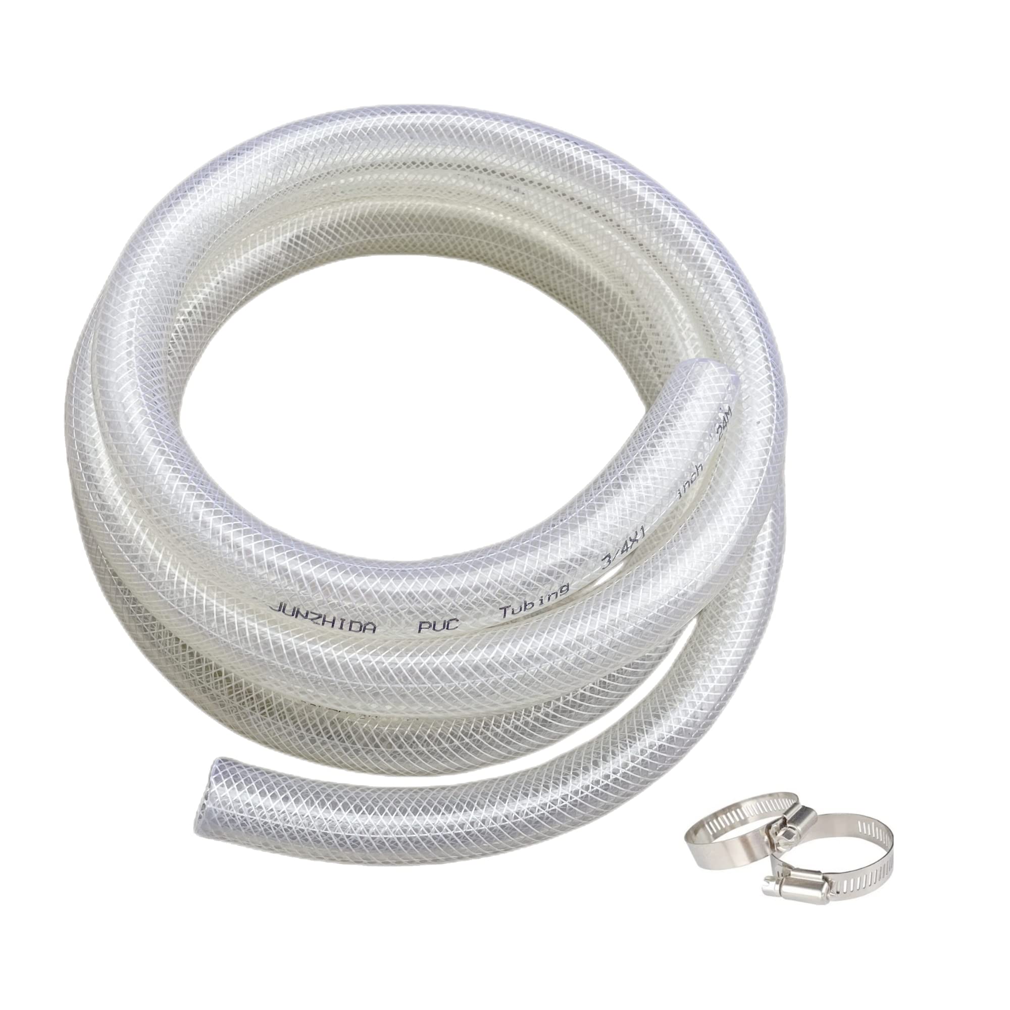 3/4" ID x 1" OD - 10 Ft High Pressure Braided Clear PVC Vinyl Tubing Flexible Vinyl Tube, Heavy Duty Reinforced Vinyl Hose Tubing, BPA Free and Non Toxic