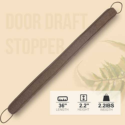 KAKICLAY 36 Inch Draft Stopper for Bottom of Doors and Windows, Heavy Duty Sound Proof Door Draft Guard Gap Snake, Weighted Under Door Noise/Cold Air/Wind Blocker, 2.2Lbs