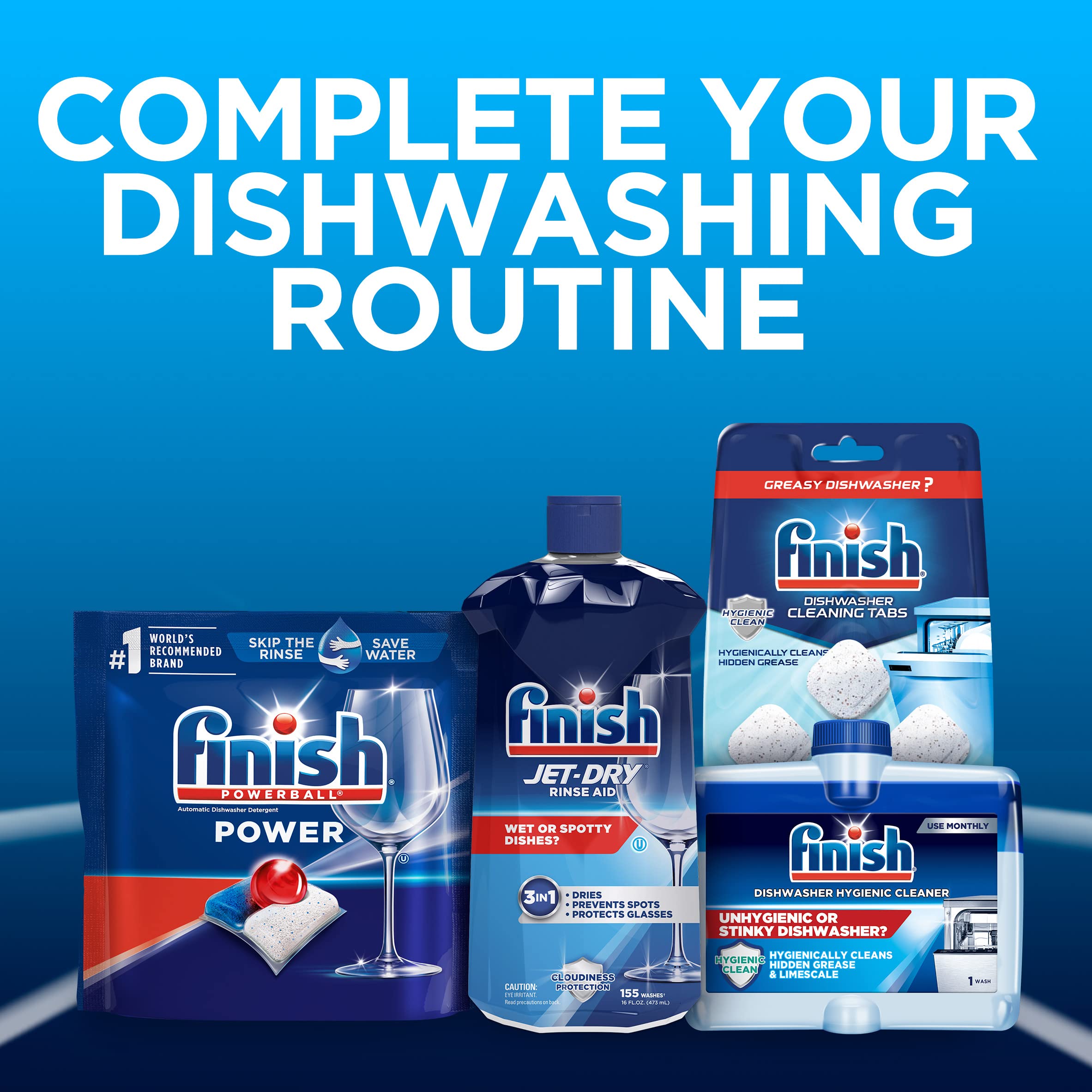 Finish Power Dishwasher Pods, No Pre-Rinse Dishwasher Detergent Soap For Deep Clean & Shine with Degreasing Power, 62 Count