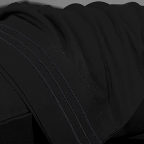 CozyLux Pillow Cases Queen Set of 2 Luxury 1800 Series Double Brushed Microfiber Bed Pillow Cases Embroidered 2 Pack 20x30 inches, Black Pillow Covers with Envelope Closure
