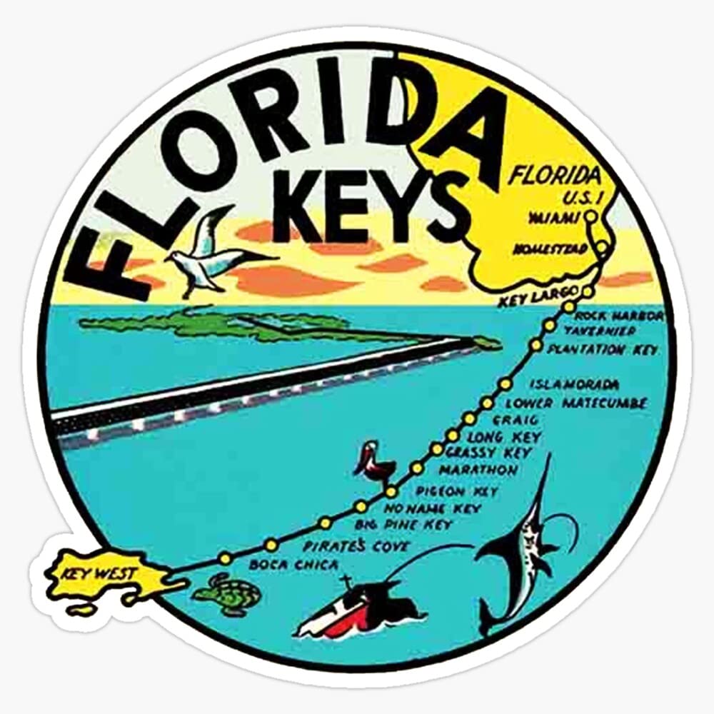 FLORIDA KEYS VINTAGE STICKER AND Sticker Bumper Sticker Vinyl Decal 5"