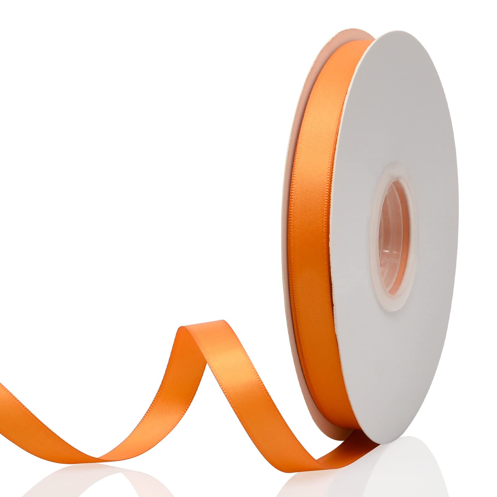 1/2" x 50 Yards Orange Double Faced Satin Ribbon,Solid Color High Density Fabric Ribbon Rolls,Great for Gift Wrapping,Sewing,Crafts,DIY Bows and Christmas,Wedding,Party Decoration
