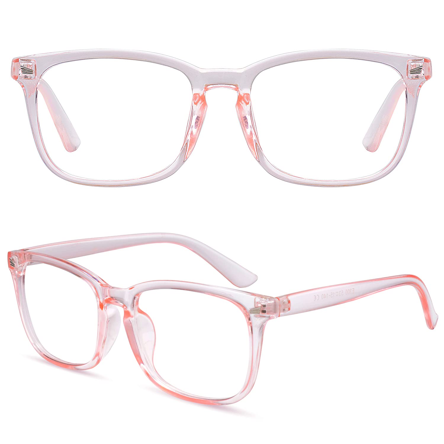 EYLRIM Square Frame Clear Lens Glasses Non Prescription Eyeglasses(A5 Transparent pink)