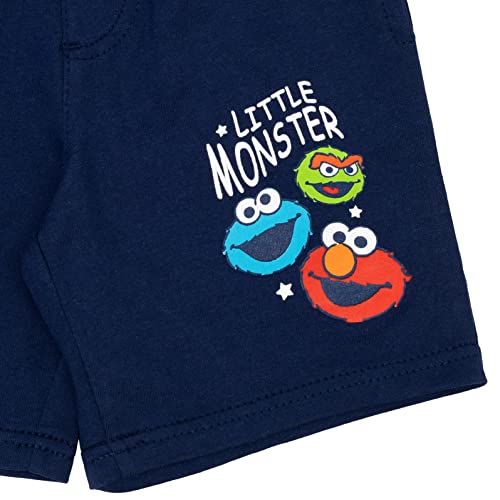 Sesame Street Elmo Grover Oscar The Grouch Baby Boys French Terry 3 Pack Shorts Blue/Grey/Red 24 Months