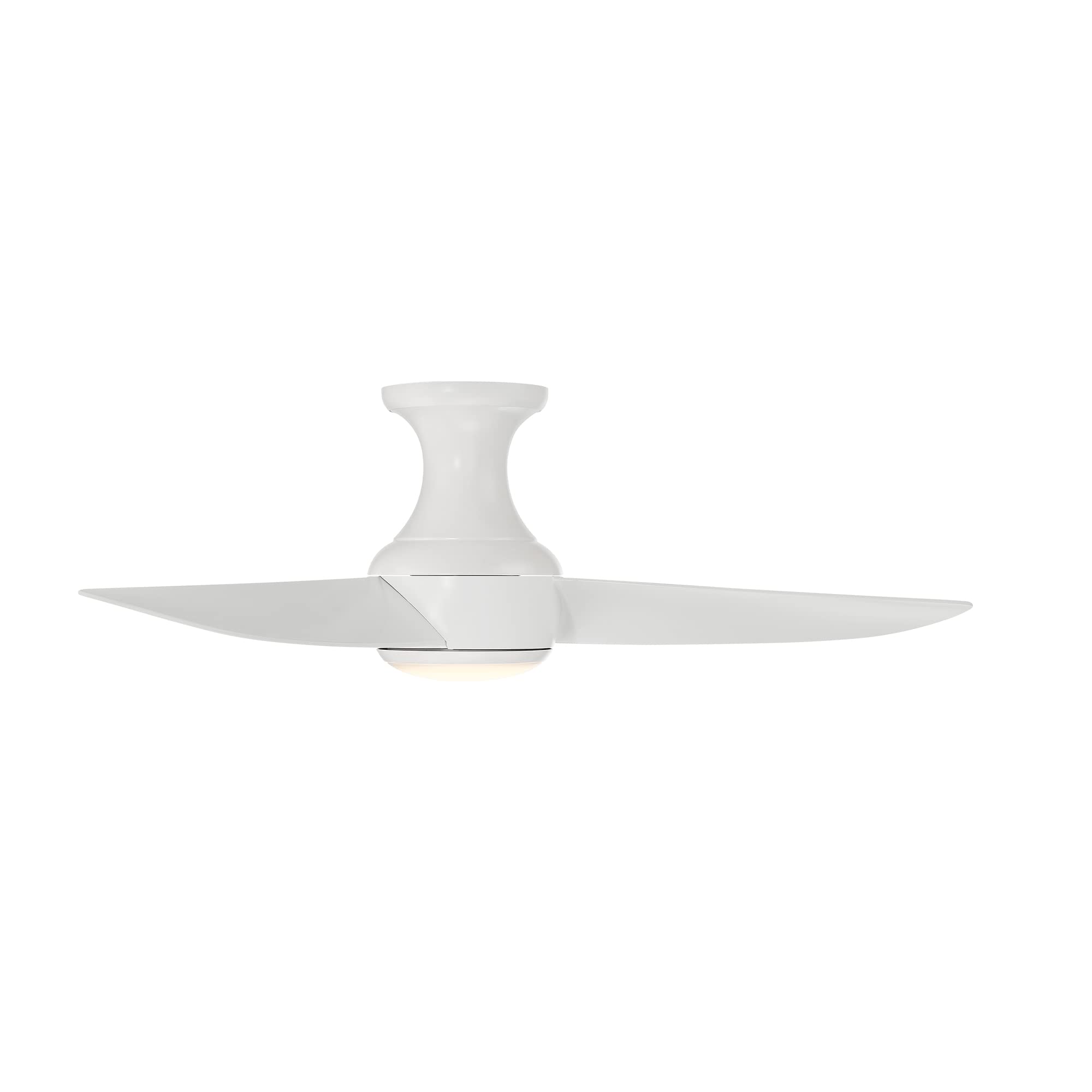 Corona Smart Indoor and Outdoor 3-Blade Flush Mount Ceiling Fan 44in Matte White 3000K LED Light Kit and Remote Control works with Alexa, Google Assistant, Samsung Things, and iOS or Android App