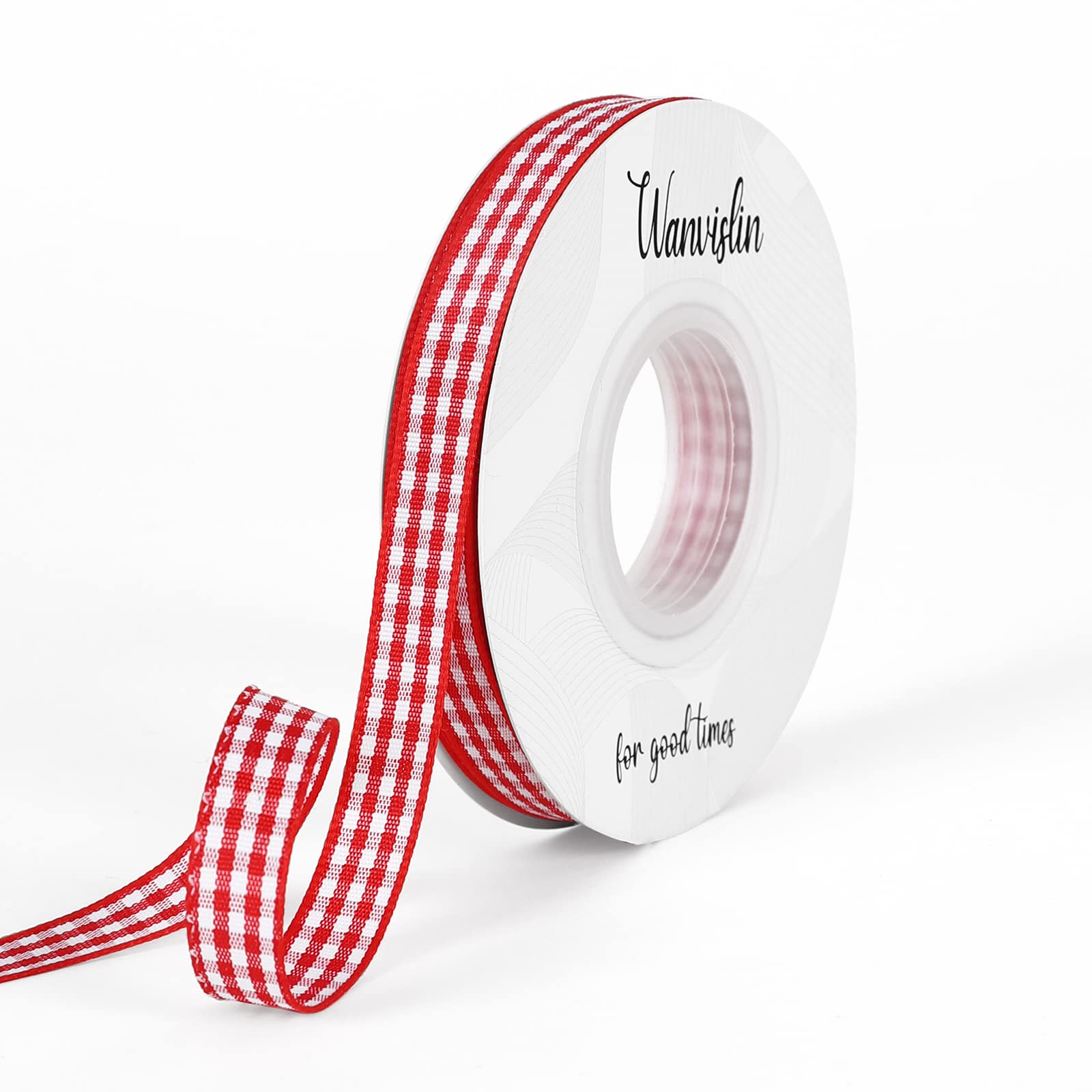 WANVISLIN Red Gingham Ribbon, 3/8 inch X 50 Yards Red and White Thin Craft Ribbon, Red Buffalo Checker Ribbon for Hair Bows,Gift Wrapping,Picnic,Crafts,Accessories