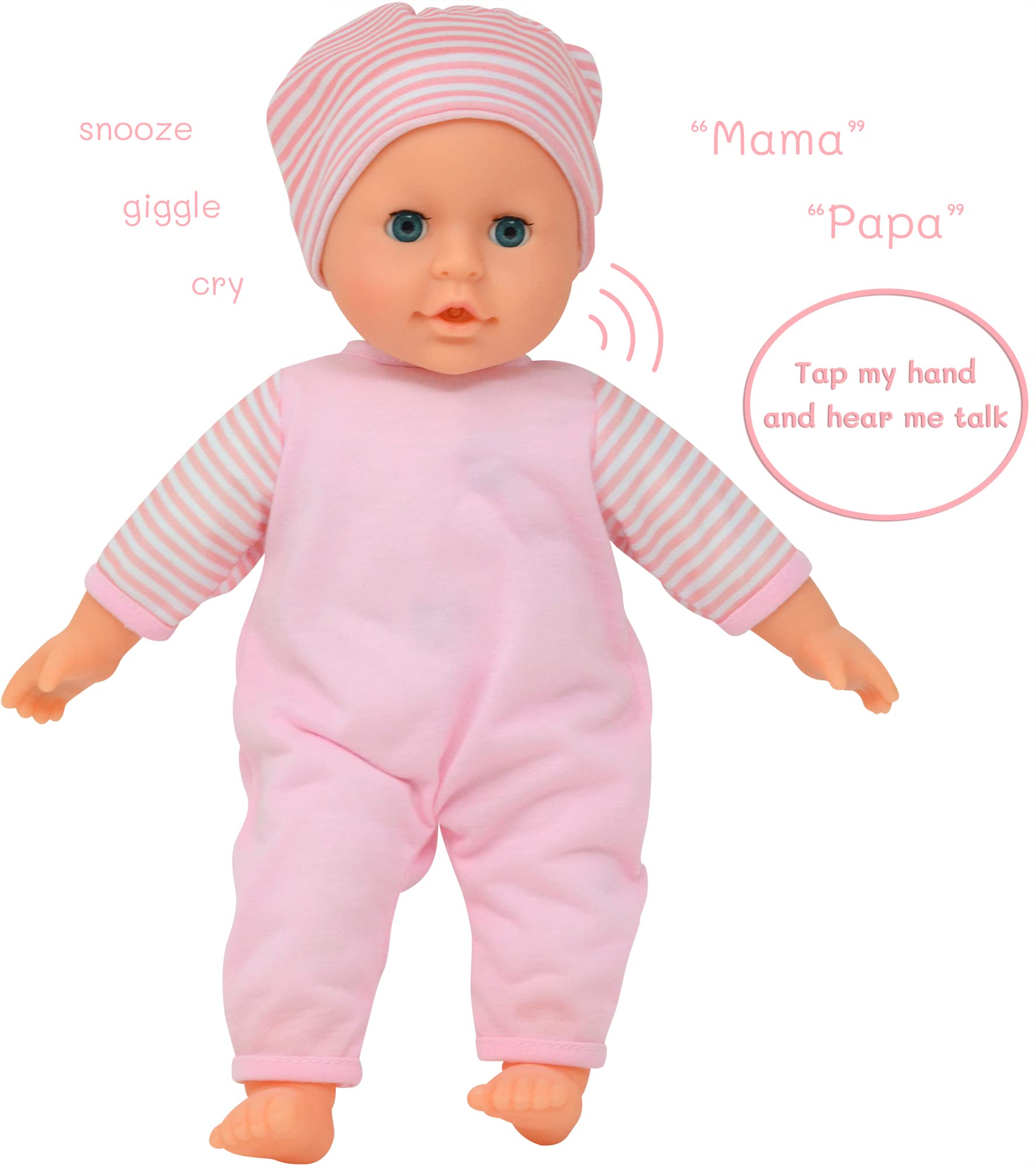 Interactive Talking Baby Doll Doctor Set Toy Pack for Kids – 14” Doll with Lights, Sound Effects, Pretend Play Dr Checkup Accessories – Pink Newborn Hospital Care Nursing Playset for Toddler Girl 3+