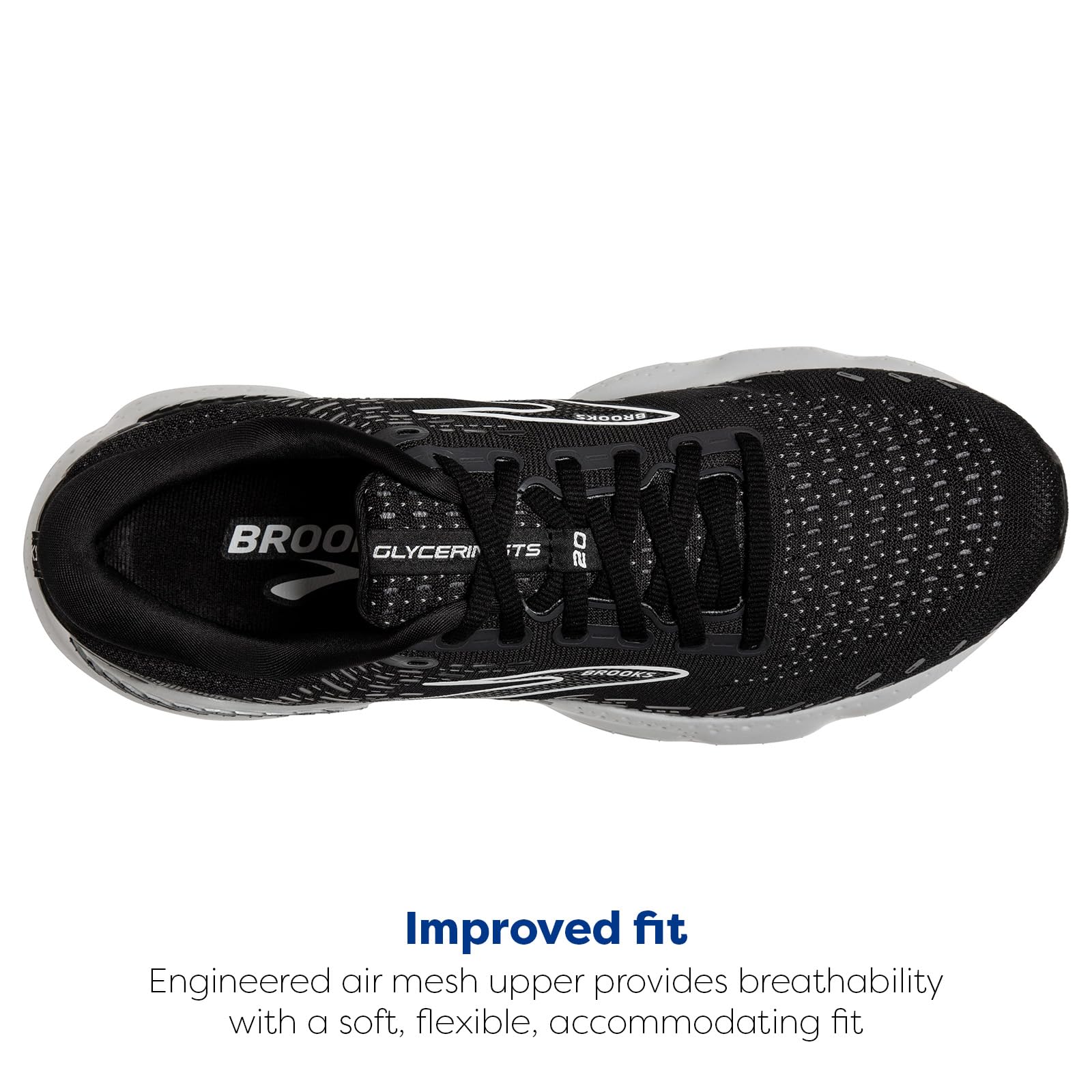 Brooks Men's Glycerin GTS 20 Supportive Running Shoe - Black/White/Alloy - 11 Medium