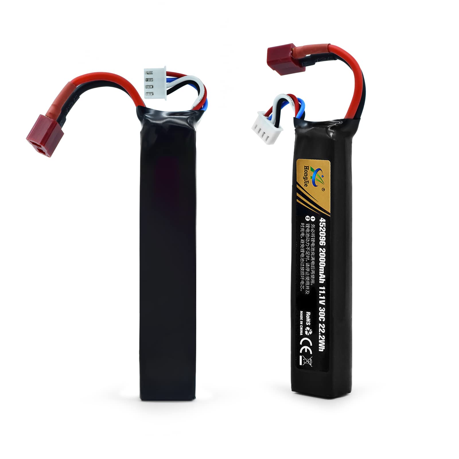 11.1V LiPo Airsoft Battery with Deans Connector 2000mAh 30C Rechargeable Stick Batteries for Airsoft Guns Airsoft Rifle
