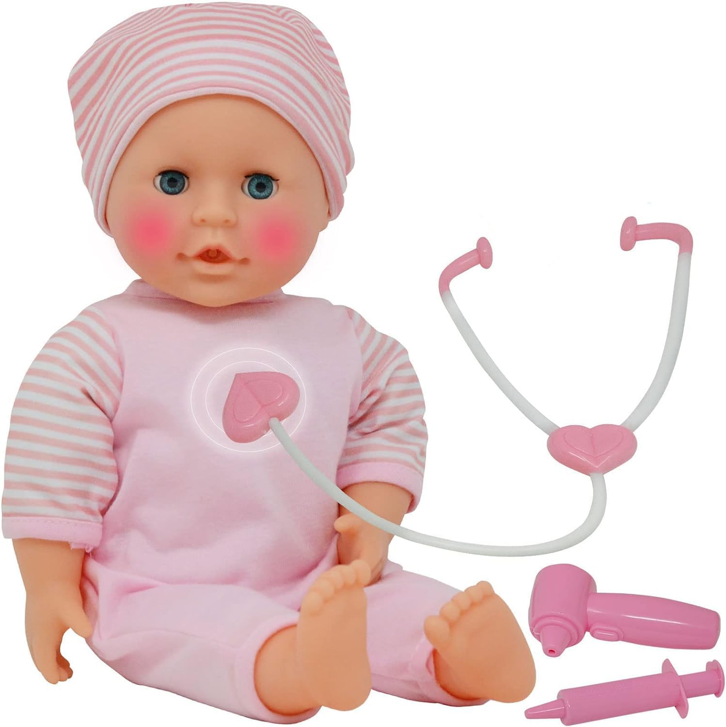 Interactive Talking Baby Doll Doctor Set Toy Pack for Kids β 14β Doll with Lights, Sound Effects, Pretend Play Dr Checkup Accessories β Pink Newborn Hospital Care Nursing Playset for Toddler Girl 3+